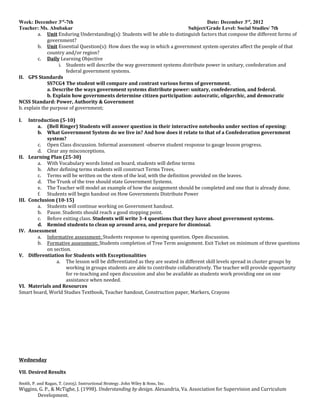 Unit plan government week 1 | DOC