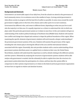 Unit plan government week 2 | DOC | Civic affairs | Politics