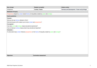 IB MYP 5 Unit Planner Short Film English | PDF