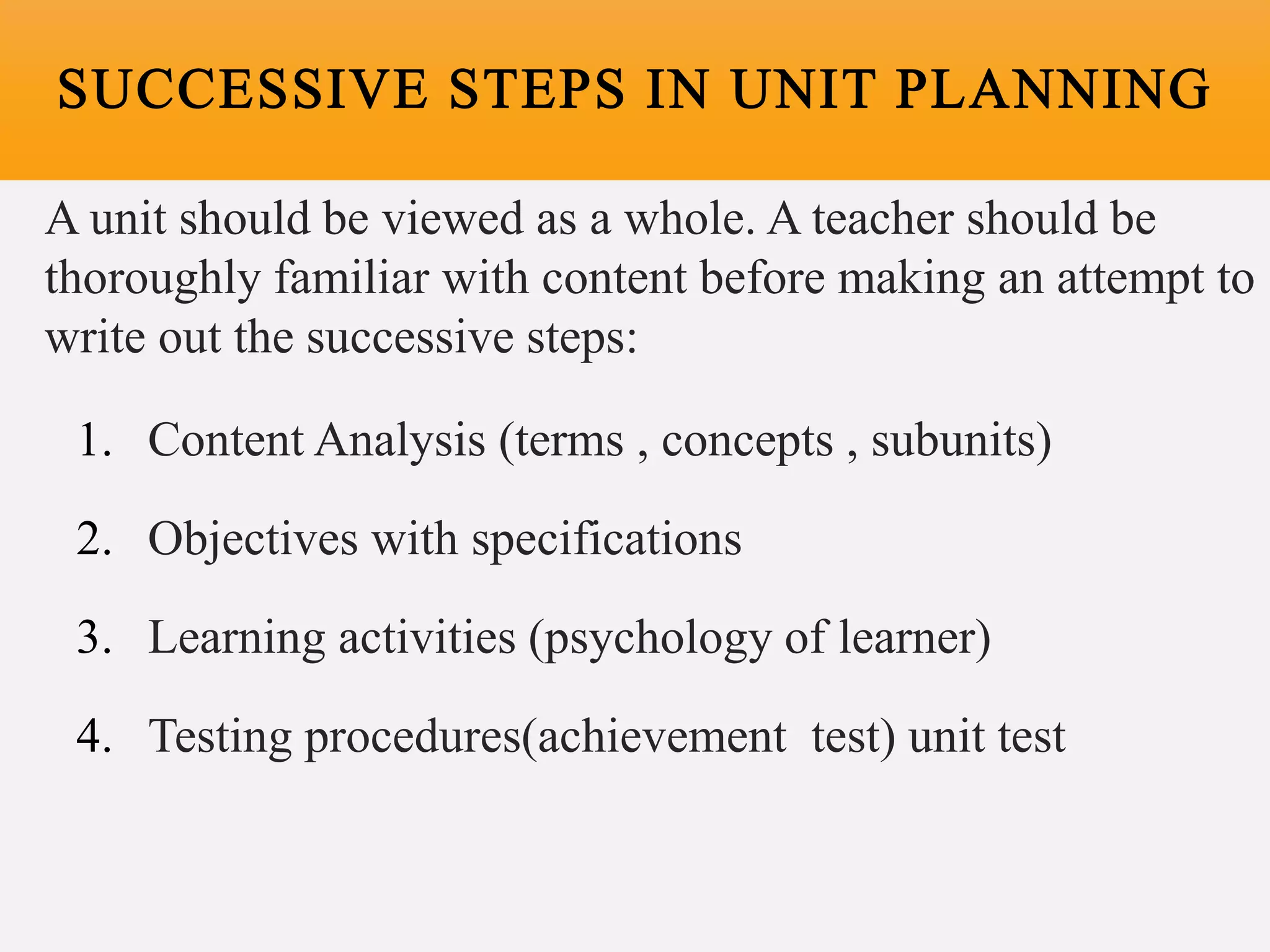 Unit planning and unit test | PPTX | Educational Assessment | Education