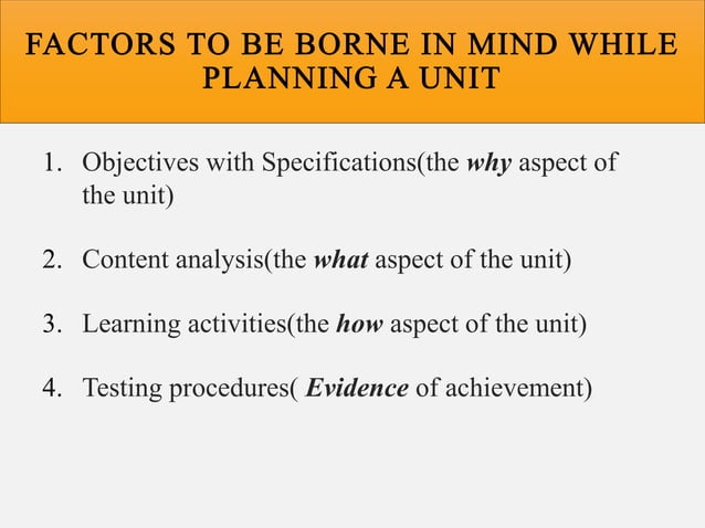 Unit planning and unit test | PPTX | Educational Assessment | Education