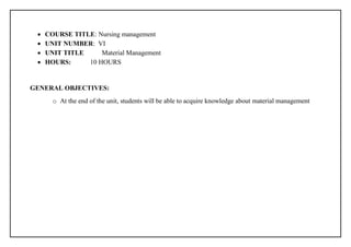 Unit plan_Nursing education MMI college Raipur C. G. | PDF