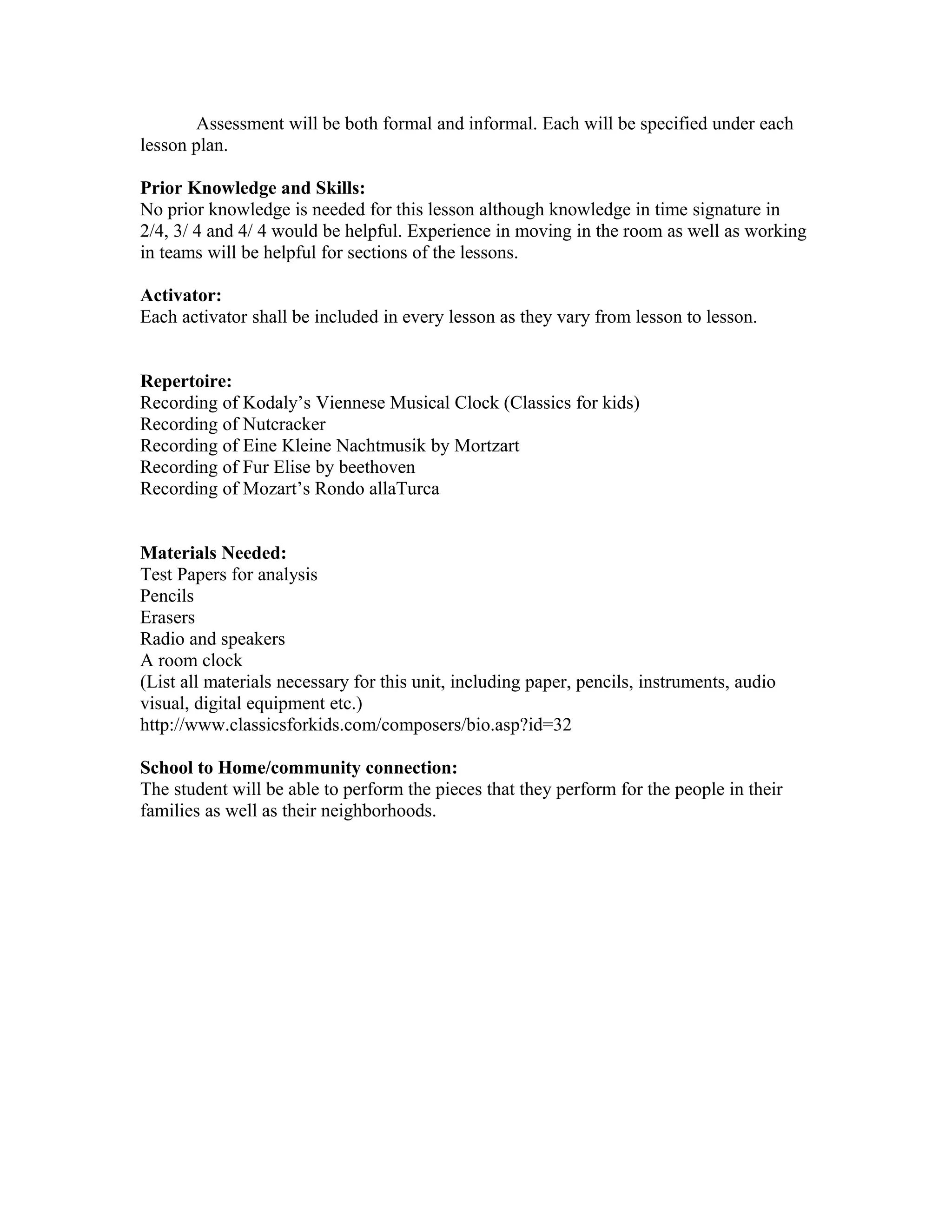 Unit plan outline | DOC