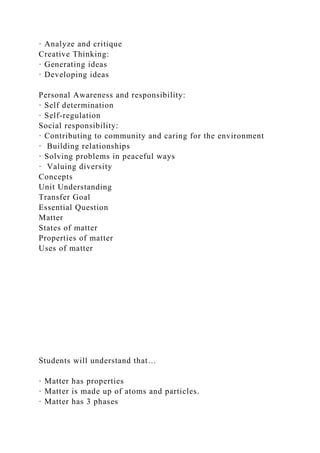 Unit Plan OverviewSubjectScienceTopicIntroduction to.docx