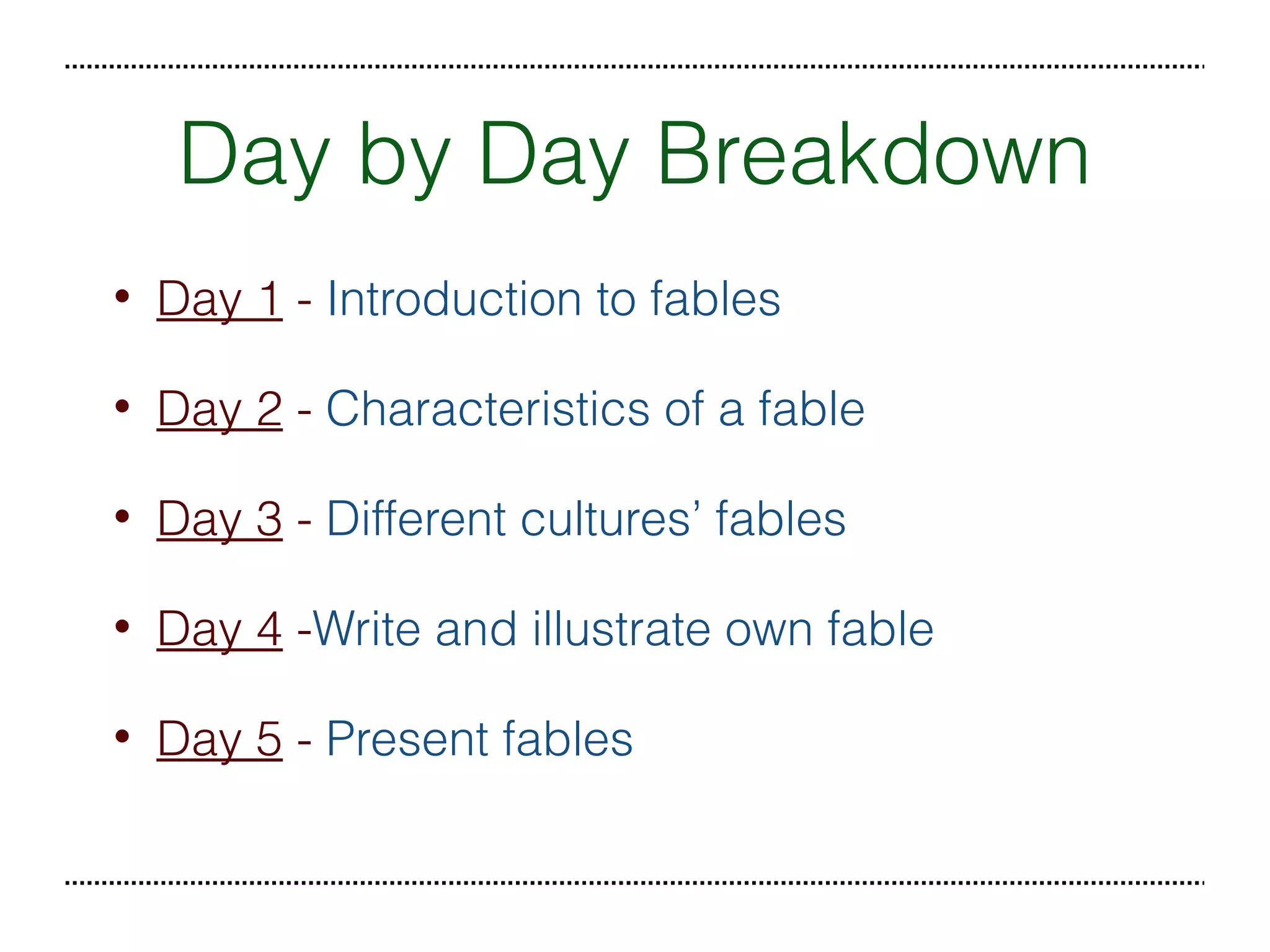 Fables Unit Plan Power Point | PPT