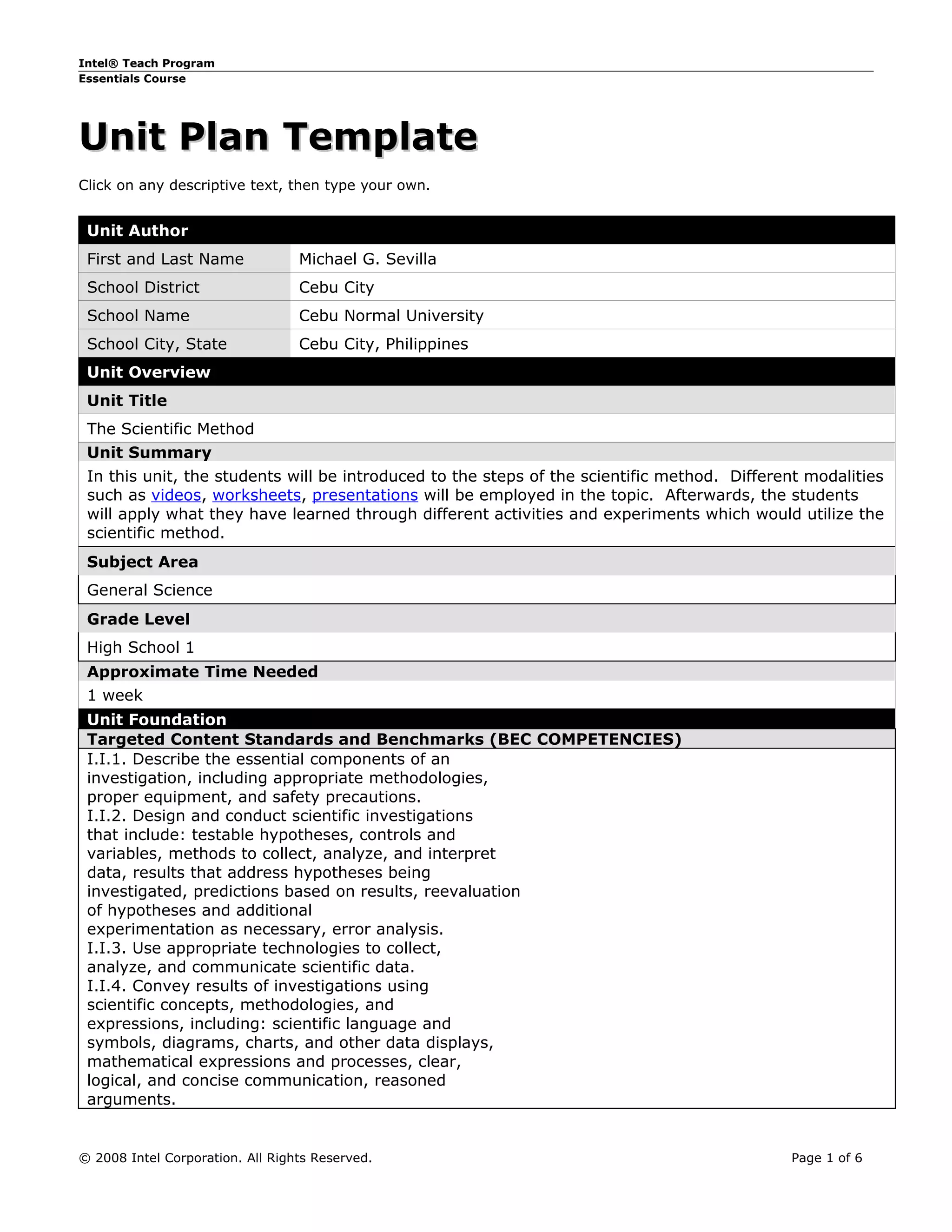 Unit plan template_kit | DOC