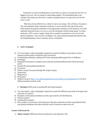Unit Plan on Cells | PDF