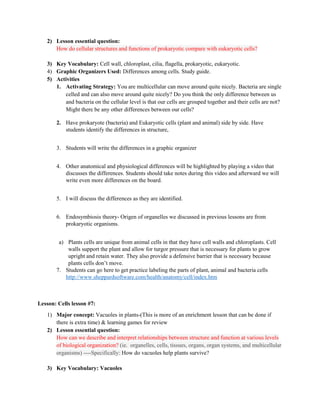 Unit Plan on Cells | PDF