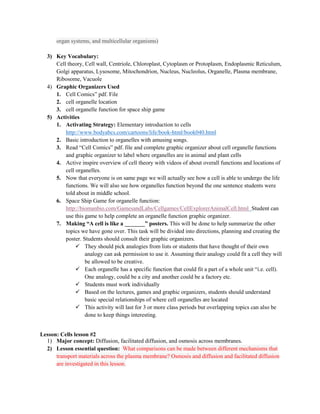 Unit Plan on Cells | PDF