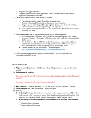 Unit Plan on Cells | PDF