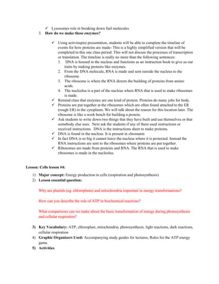 Unit Plan on Cells | PDF
