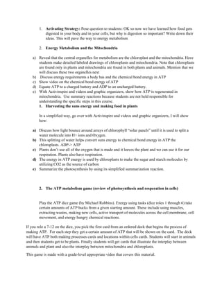 Unit Plan on Cells | PDF