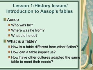 Integrated Unit of Study: Aesop's Fables | PPT