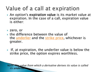 Unit principles of option pricing call | PPTX