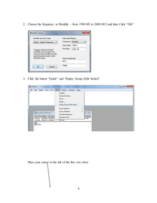 Time series analysis use E-views programer | DOCX | Business Accounting & Finance | Business