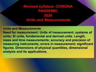Units , Measurement and Dimensional Analysis | PPTX