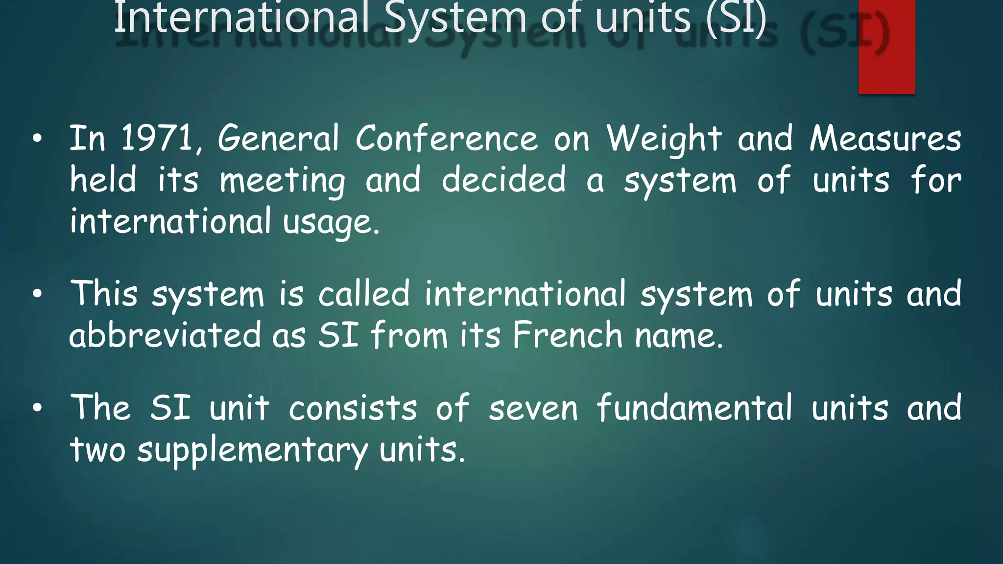 Units and measurements - Basic SI units | PPTX