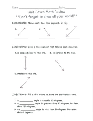 Unit Seven Math Review | PDF