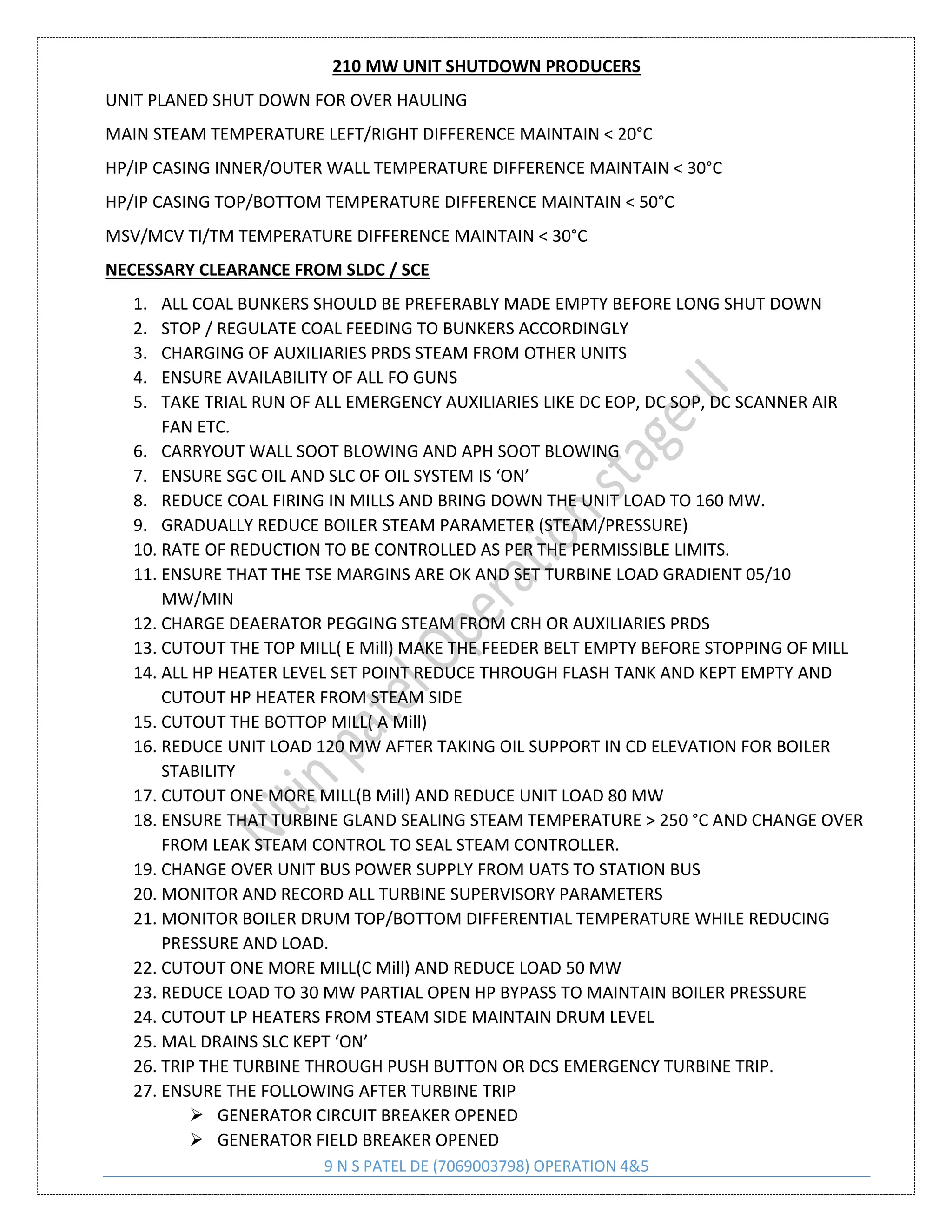 Unit shutdown procedure operation | PDF