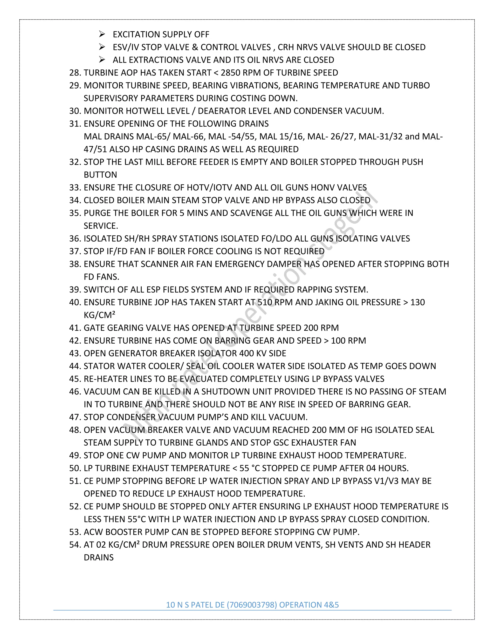 Unit shutdown procedure operation | PDF