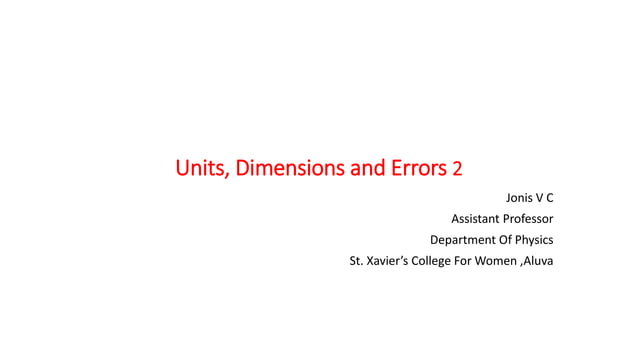 Units dimensions and errors | PPT