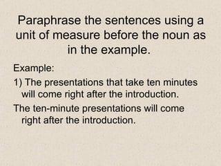 Units of measurement as modifiers | PPT