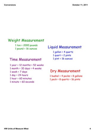 Units of measure notes | PDF | Alcoholic Beverages | Food & Drink