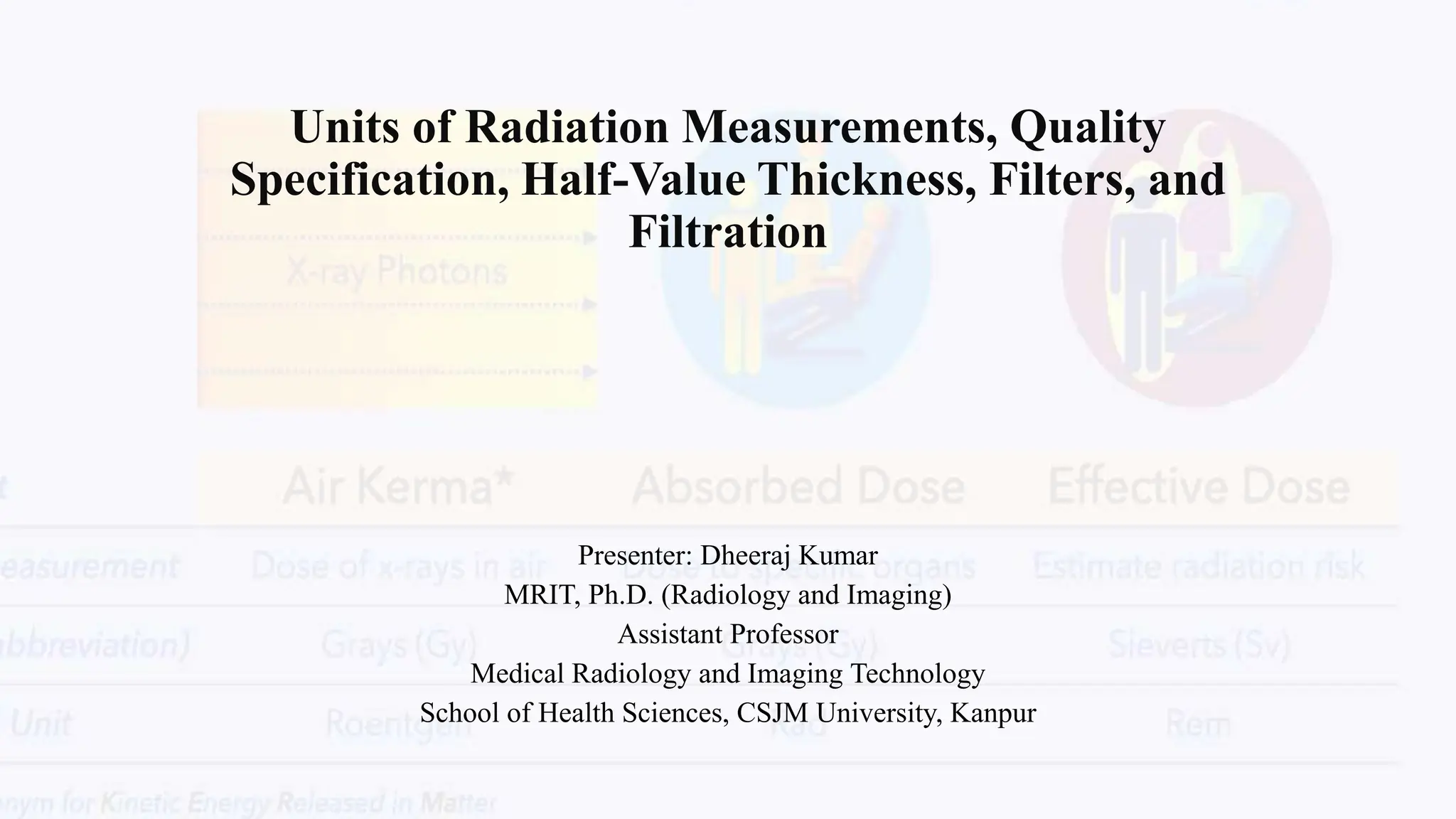 Units of Radiation Measurements, Quality Specification, Half-Value ...