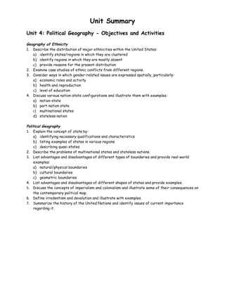 Unit Summaries 4 | DOC | Geography | Science