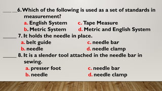 unit test Dressmakingf grade 10 summary, | PPTX