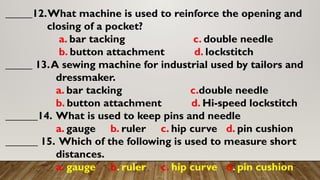 unit test Dressmakingf grade 10 summary, | PPTX