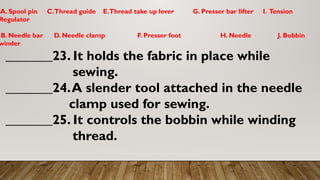 unit test Dressmakingf grade 10 summary, | PPTX