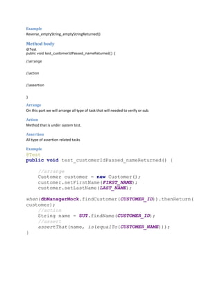 Unit test documentation | PDF