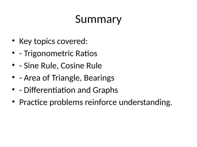 TRIGONOMETRY-TRIGONOMETRIC RATIOS, SINE RULE, COSINE RULE, AREA ...