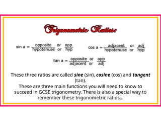 SYLLABUS FOR UNIT TEST- II TRIGONOMETRY-TRIGONOMETRIC RATIOS, SINE RULE ...