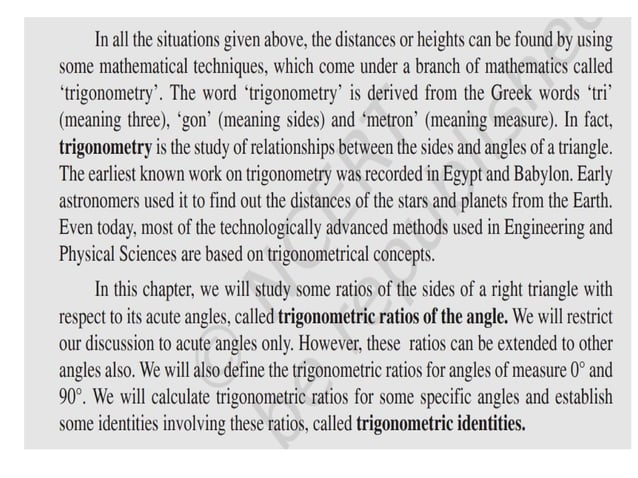 SYLLABUS FOR UNIT TEST- II TRIGONOMETRY-TRIGONOMETRIC RATIOS, SINE RULE ...