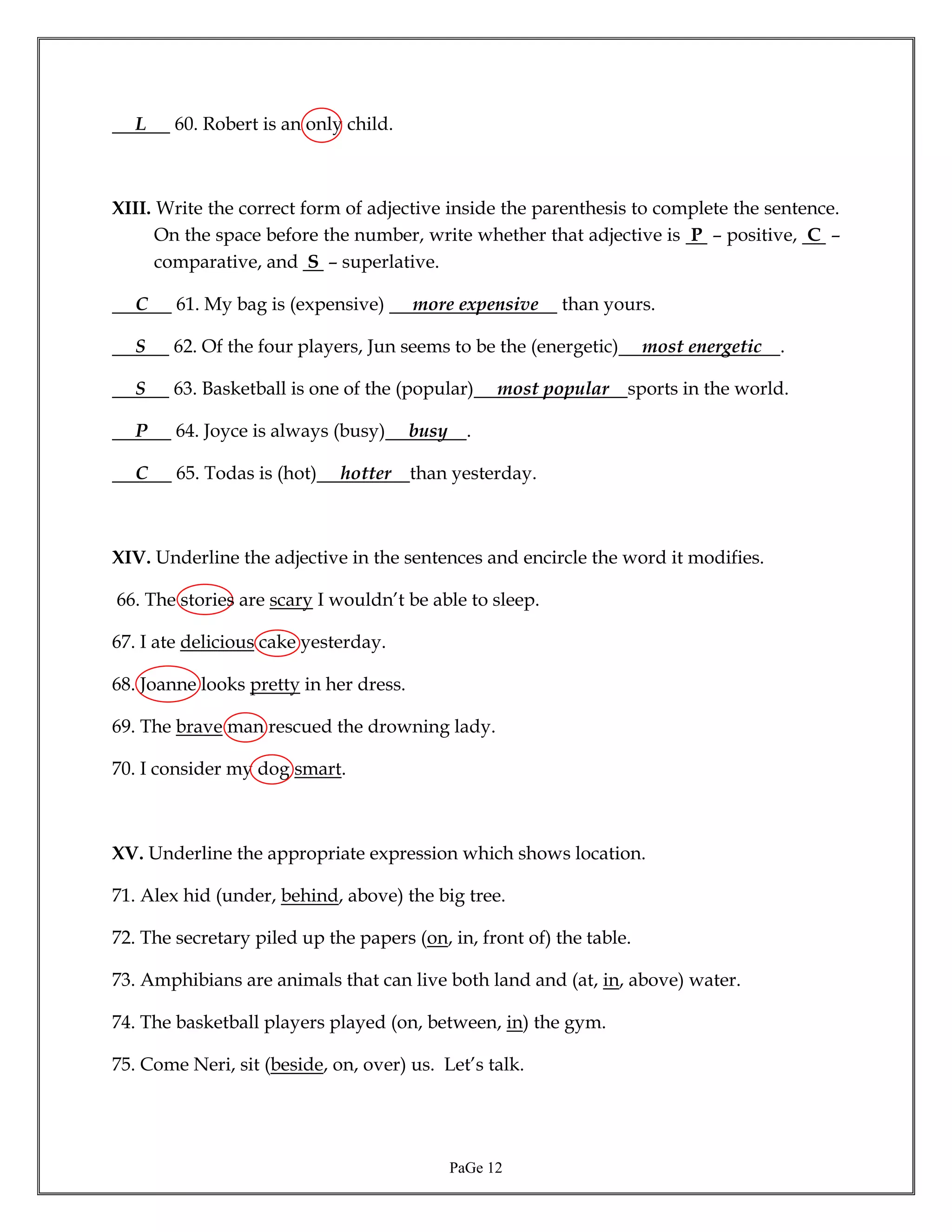 K TO 12 GRADE 3 Unit Test in ENGLISH | PDF