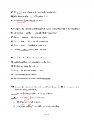 K TO 12 GRADE 3 Unit Test in ENGLISH | PDF
