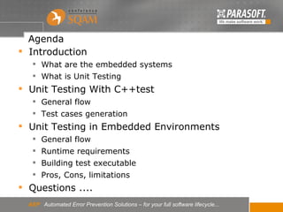 Unit testing on embedded target with C++Test | PDF