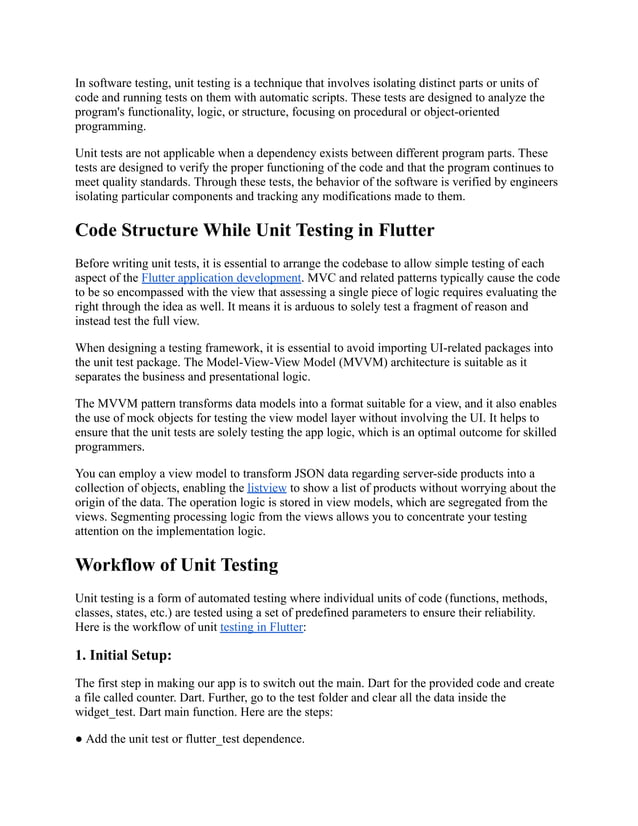 Unit Testing in Flutter - From Workflow Essentials to Complex Scenarios ...