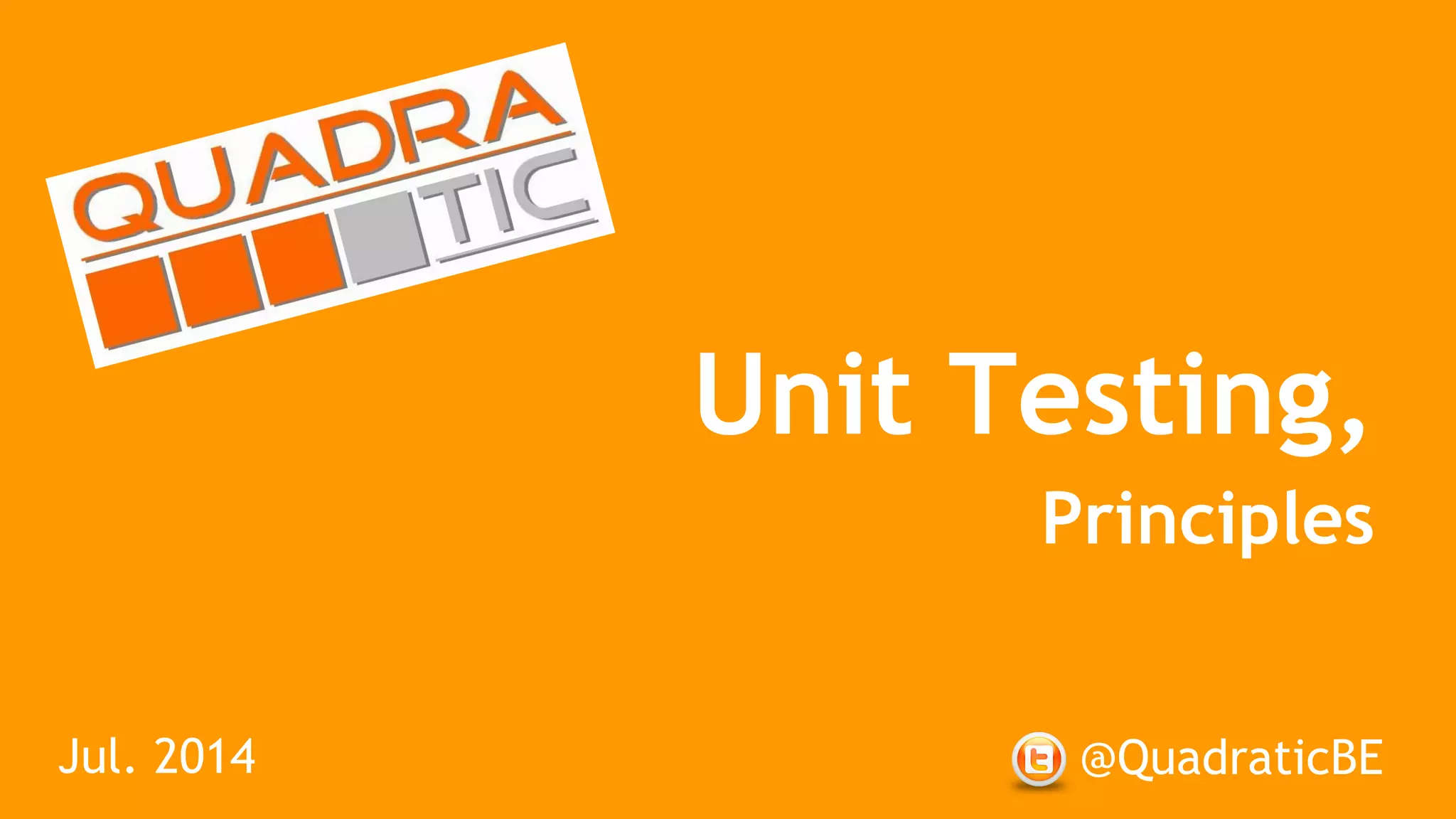 Unit testing, principles | PDF