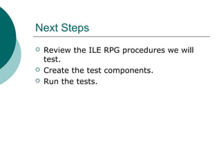 Unit Testing RPG with JUnit | PPT