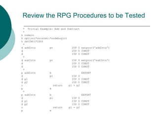 Unit Testing RPG with JUnit | PPT