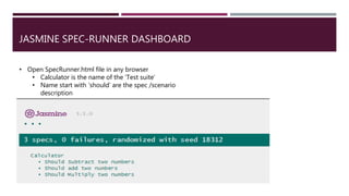 Unit testing using jasmine in Javascript | PPTX