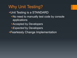Unit testing with NUnit | PPTX