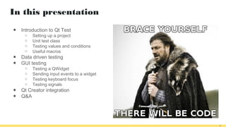 Unit testing with Qt test | ODP
