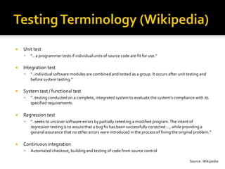 Unit Tests And Automated Testing | PPTX | Web Development | Internet