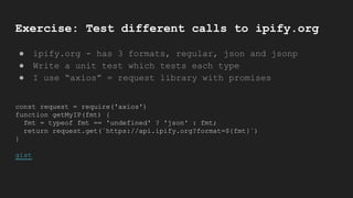 Unit tests in node.js