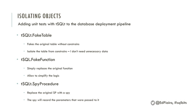 Adding Unit Tests To The Database Deployment Pipeline Ppt
