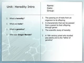 Unit Three Cornell Notes B | PPT